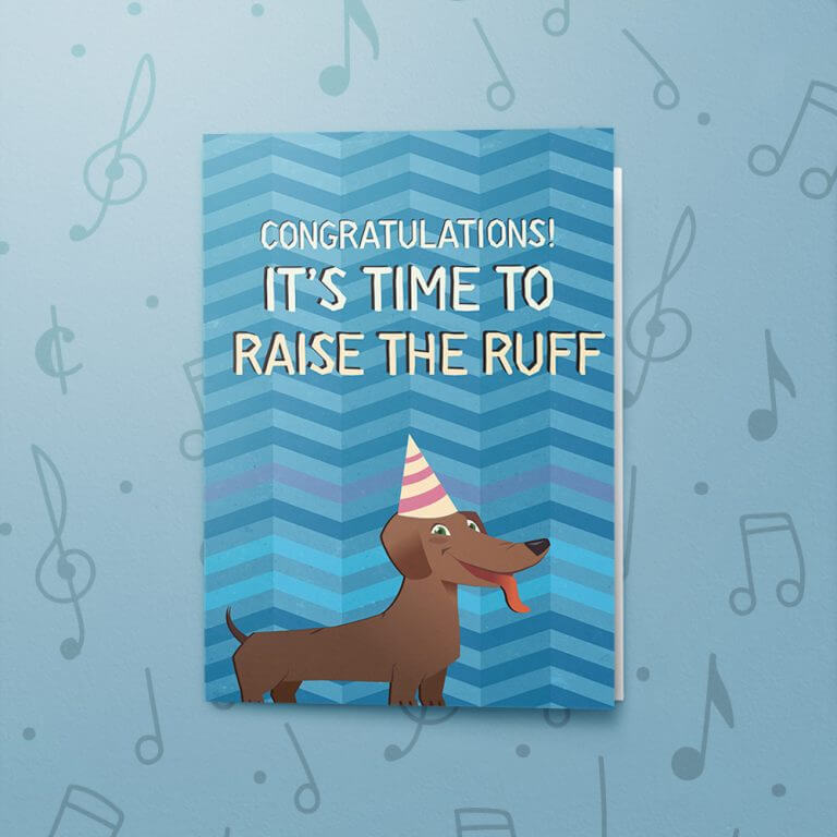 Raise the Ruff – Musical Congratulations Card - bigDAWGS greetings