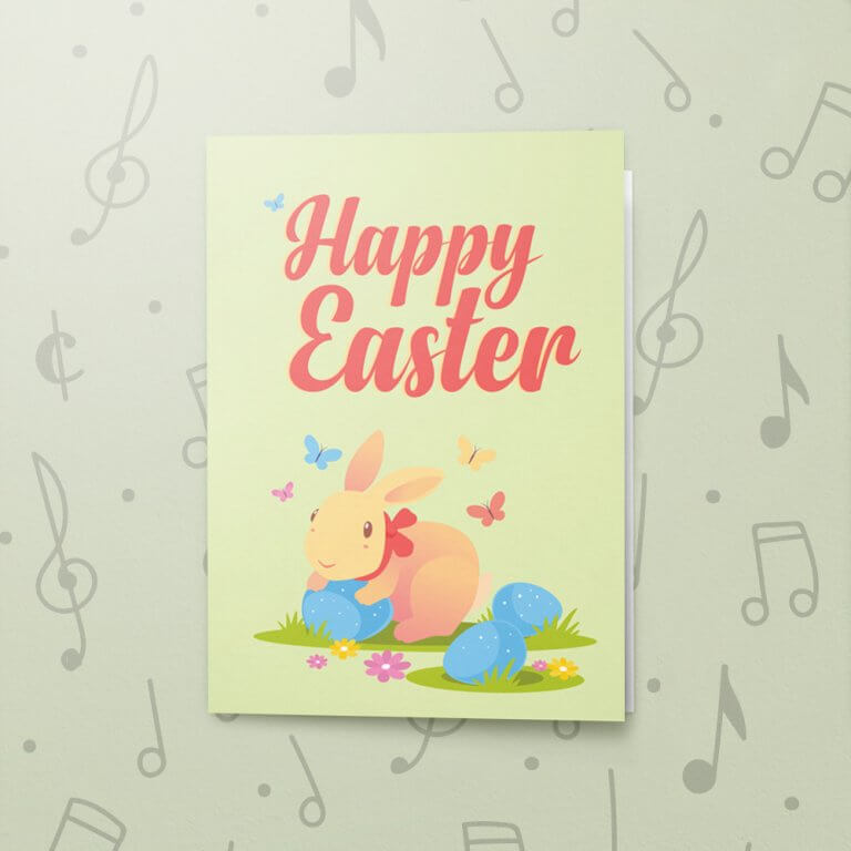 Colourful Rabbit – Musical Easter Card - bigDAWGS greetings